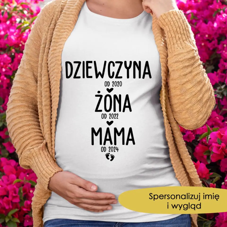 KOSZULKA KOLOROWA Prezent Na Dzien Mamy Dziewczyna od 2020. żona od ...