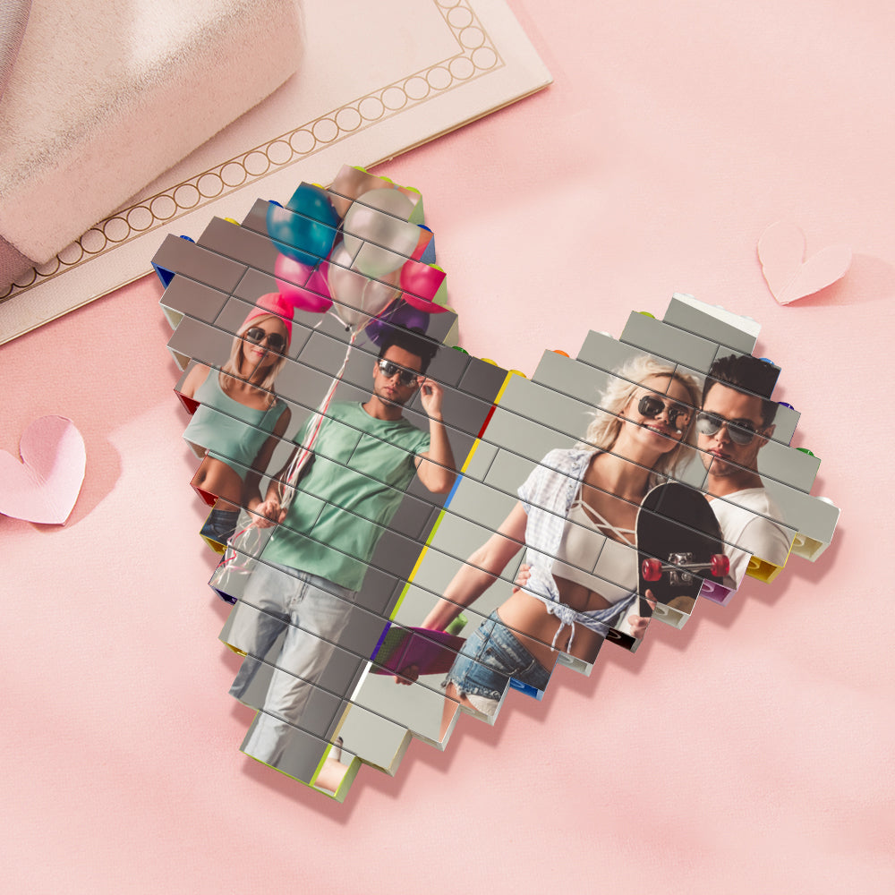 Personalised Colors Building Brick Custom Collage Photo Block Heart Sh ...